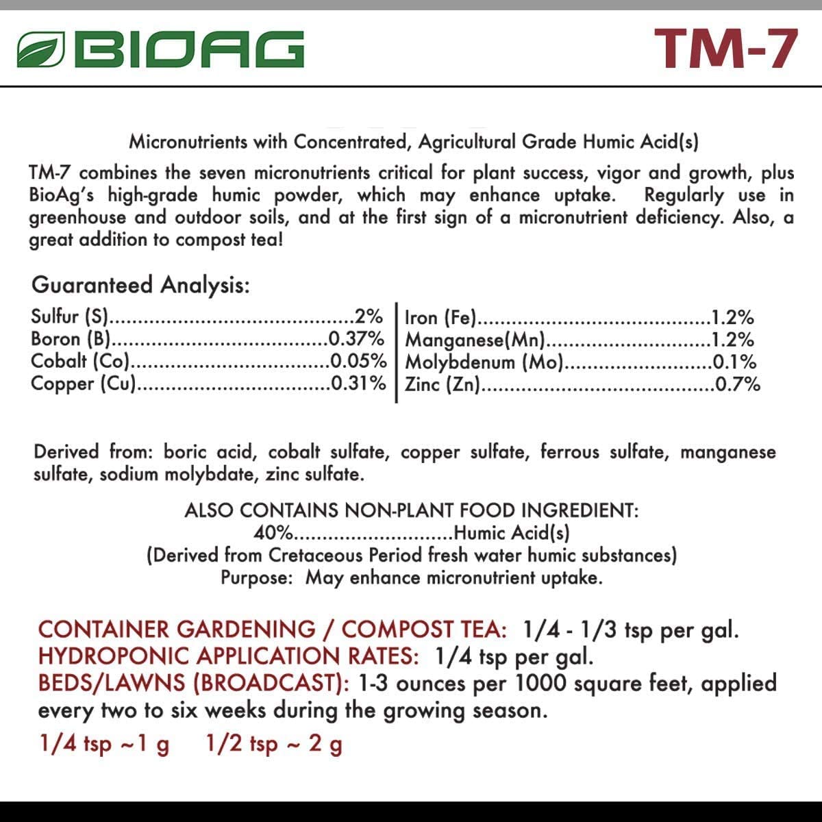 BioAg TM-7 Micronutrients and Humic Acid - Dagga Garden